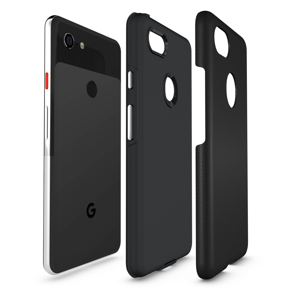 Black Dual Layer Texture Shockproof Case - Google Pixel 3 XL